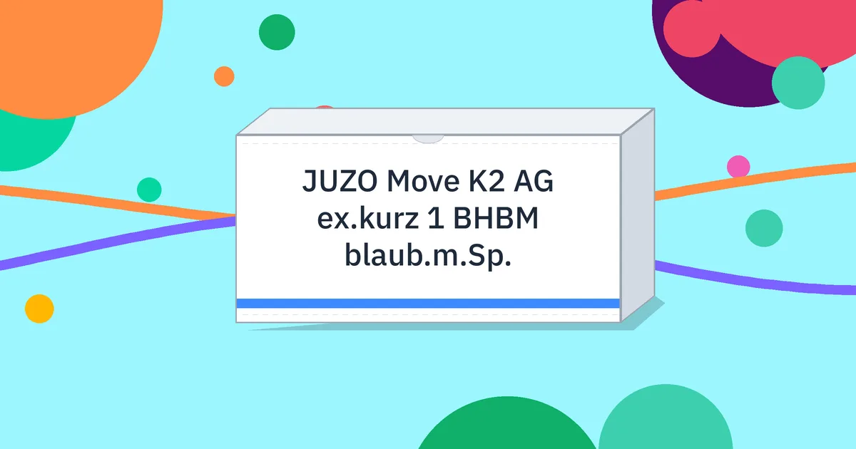 Symbolbild: Packung mit der Aufschrift JUZO Move K2 AG ex.kurz 1 BHBM blaub.m.Sp. (PZN 18564097) – Verfügbarkeit und Bezug in Apotheken in Frankfurt am Main