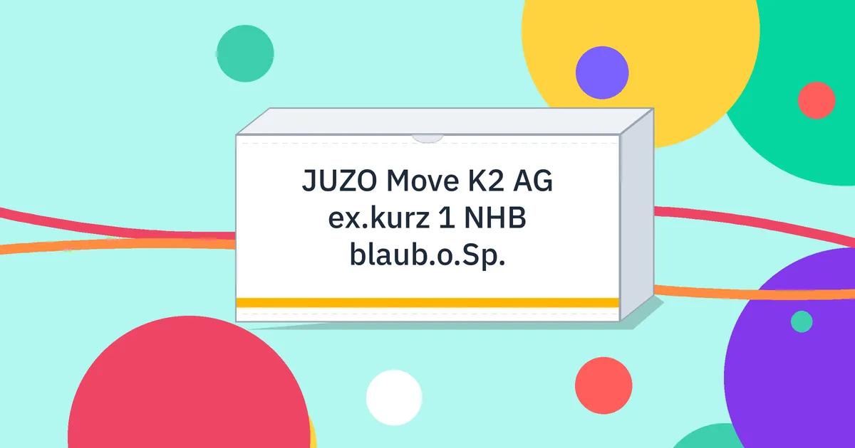 Symbolbild: Packung mit der Aufschrift JUZO Move K2 AG ex.kurz 1 NHB blaub.o.Sp. (PZN 18565205) – Verfügbarkeit und Bezug in Apotheken in Frankfurt am Main