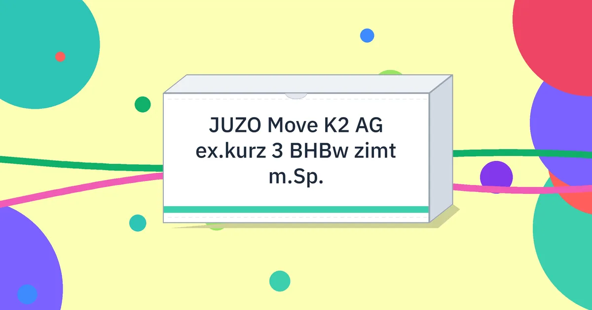 Symbolbild: Packung mit der Aufschrift JUZO Move K2 AG ex.kurz 3 BHBw zimt m.Sp. (PZN 18532312) – Verfügbarkeit und Bezug in Apotheken in Frankfurt am Main