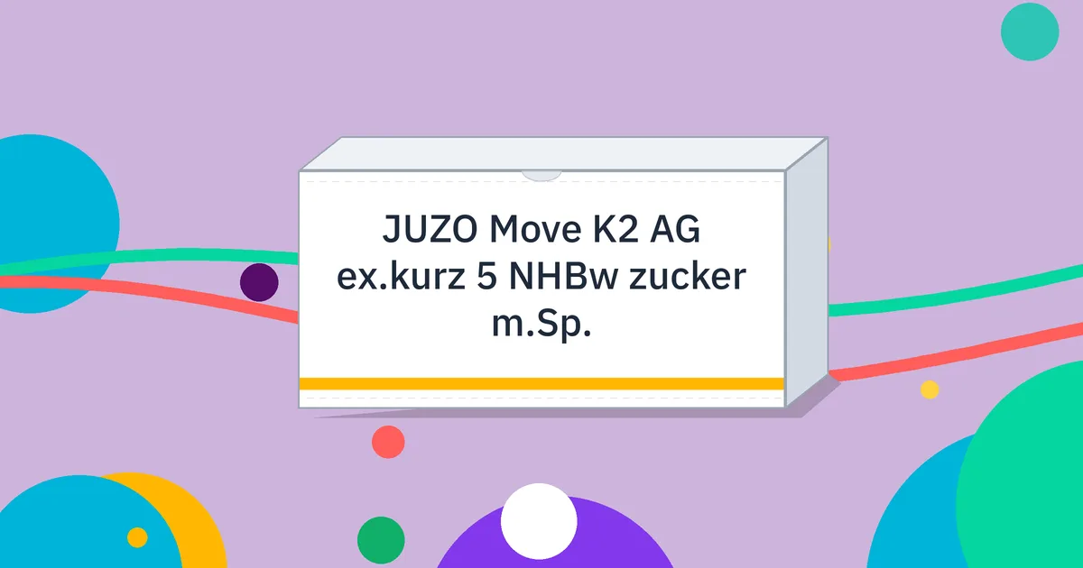 Symbolbild: Packung mit der Aufschrift JUZO Move K2 AG ex.kurz 5 NHBw zucker m.Sp. (PZN 18530951) – Verfügbarkeit und Bezug in Apotheken in Frankfurt am Main