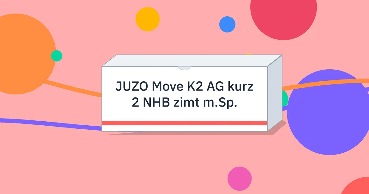 Symbolbild: Packung mit der Aufschrift JUZO Move K2 AG kurz 2 NHB zimt m.Sp. (PZN 18527682) – Verfügbarkeit und Bezug in Apotheken in Frankfurt am Main