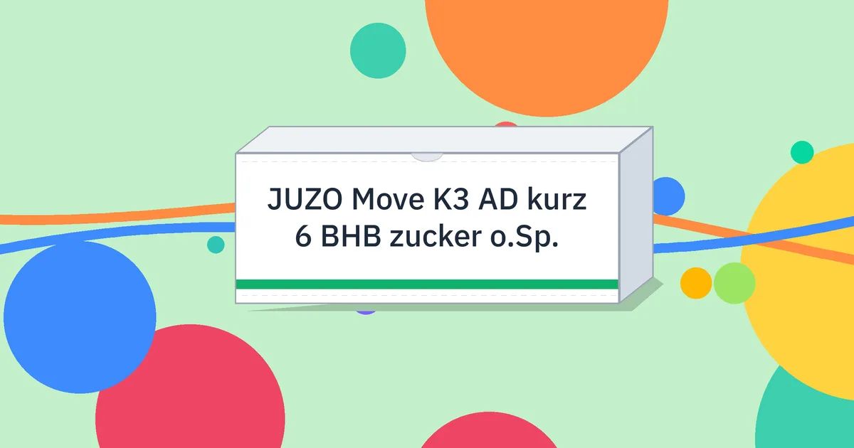 Symbolbild: Packung mit der Aufschrift JUZO Move K3 AD kurz 6 BHB zucker o.Sp. (PZN 18568988) – Verfügbarkeit und Bezug in Apotheken in Frankfurt am Main