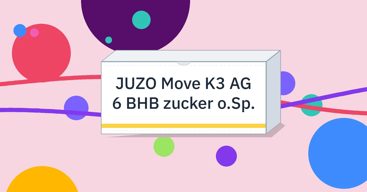 Symbolbild: Packung mit der Aufschrift JUZO Move K3 AG 6 BHB zucker o.Sp. (PZN 18577579) – Verfügbarkeit und Bezug in Apotheken in Frankfurt am Main