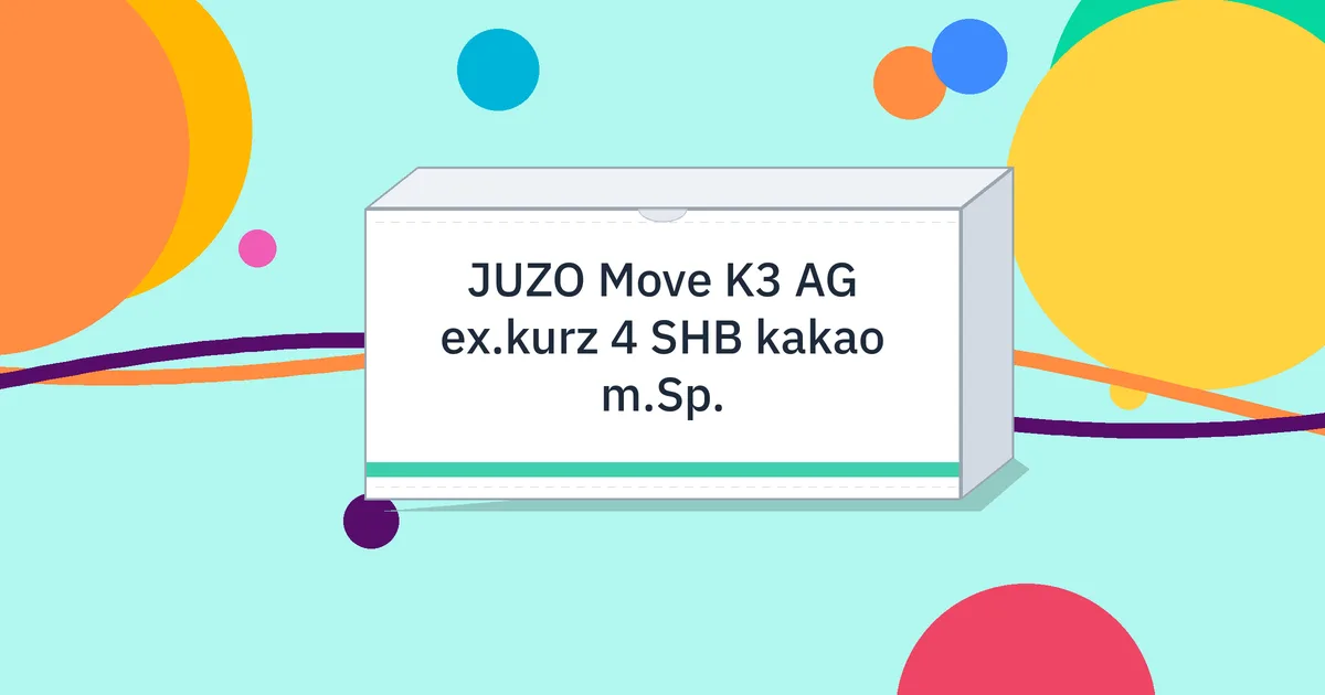 Symbolbild: Packung mit der Aufschrift JUZO Move K3 AG ex.kurz 4 SHB kakao m.Sp. (PZN 18595318) – Verfügbarkeit und Bezug in Apotheken in Frankfurt am Main