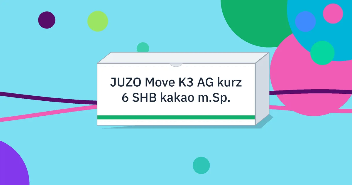 Symbolbild: Packung mit der Aufschrift JUZO Move K3 AG kurz 6 SHB kakao m.Sp. (PZN 18591355) – Verfügbarkeit und Bezug in Apotheken in Frankfurt am Main