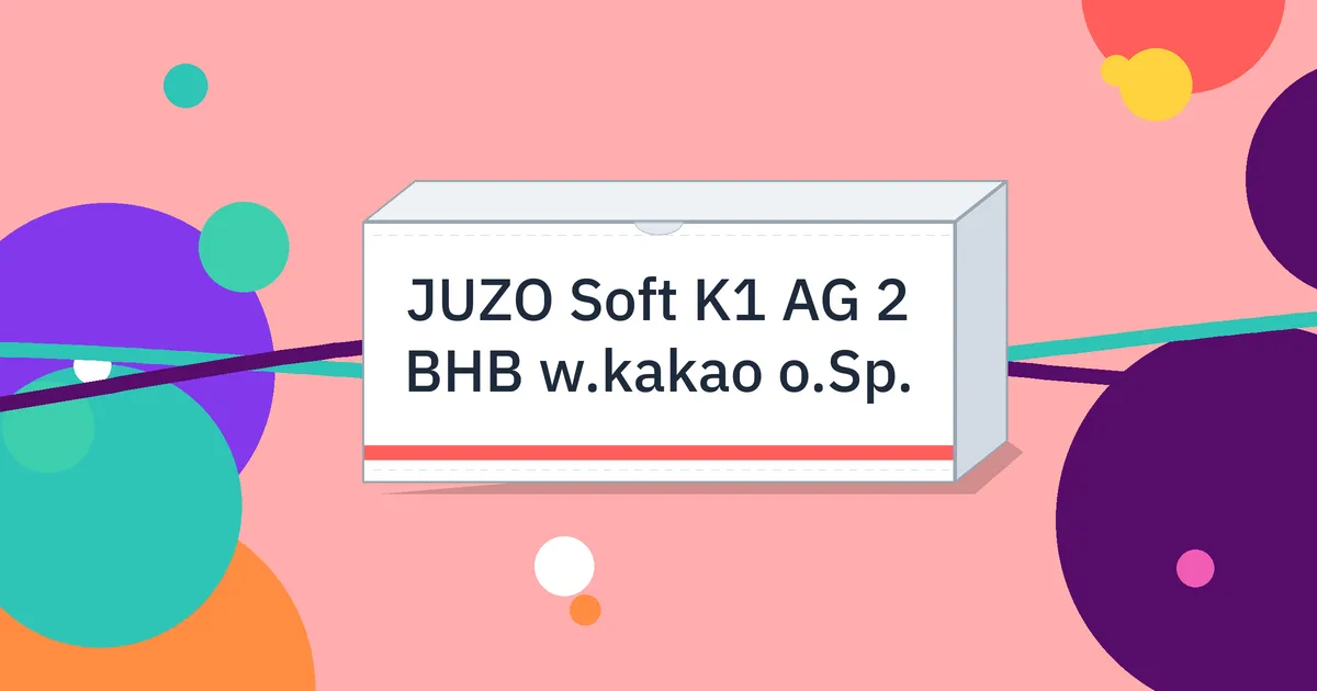 Symbolbild: Packung mit der Aufschrift JUZO Soft K1 AG 2 BHB w.kakao o.Sp. (PZN 14837747) – Verfügbarkeit und Bezug in Apotheken in Frankfurt am Main