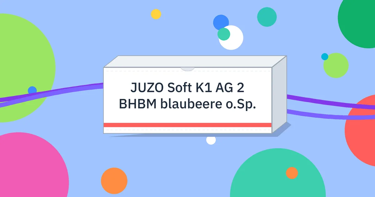 Symbolbild: Packung mit der Aufschrift JUZO Soft K1 AG 2 BHBM blaubeere o.Sp. (PZN 14857075) – Verfügbarkeit und Bezug in Apotheken in Frankfurt am Main