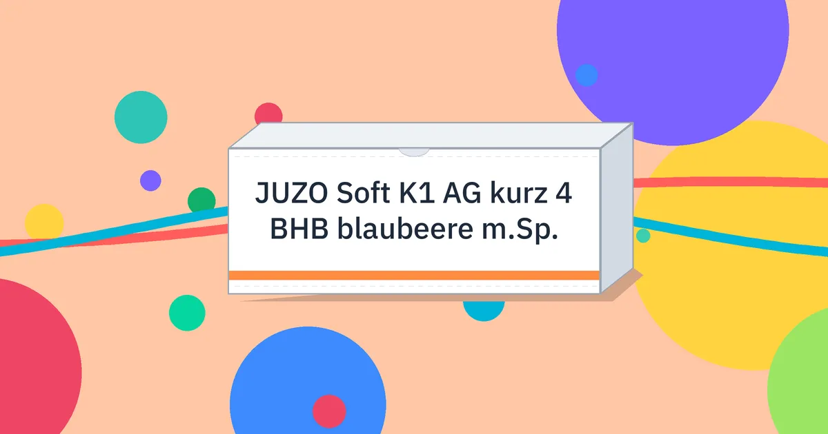 Symbolbild: Packung mit der Aufschrift JUZO Soft K1 AG kurz 4 BHB blaubeere m.Sp. (PZN 14822303) – Verfügbarkeit und Bezug in Apotheken in Frankfurt am Main