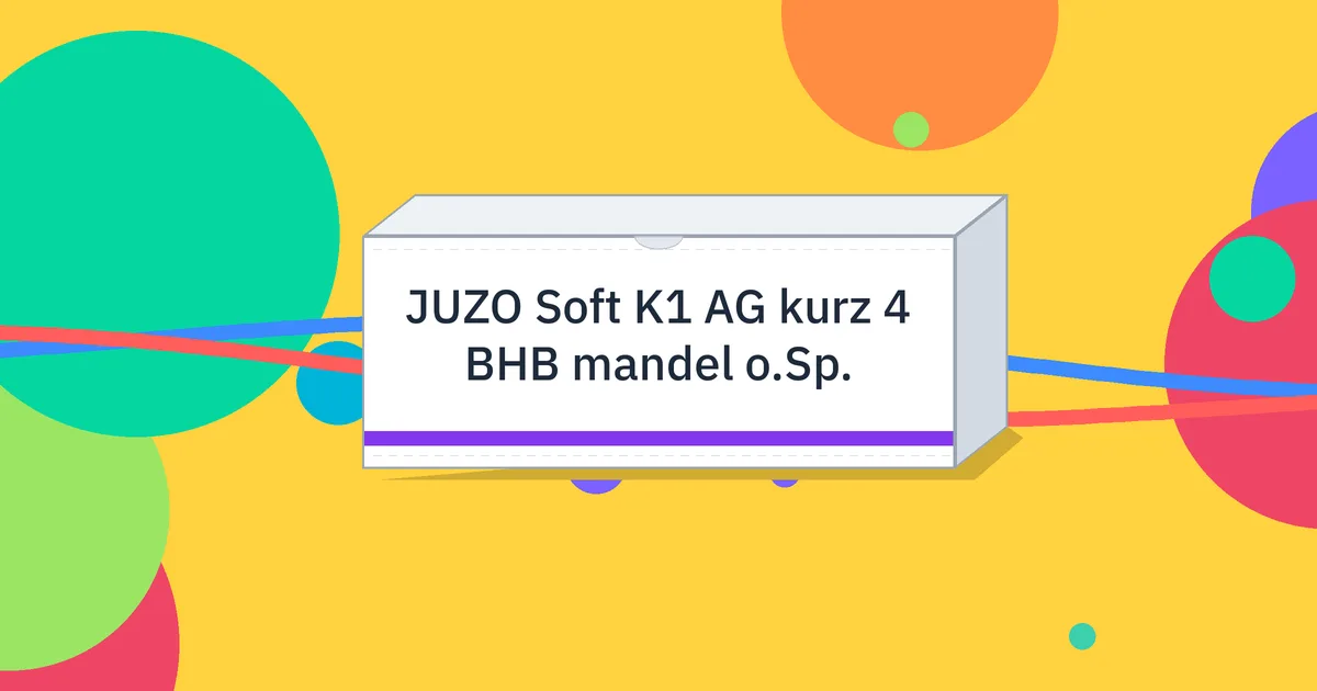 Symbolbild: Packung mit der Aufschrift JUZO Soft K1 AG kurz 4 BHB mandel o.Sp. (PZN 14823047) – Verfügbarkeit und Bezug in Apotheken in Frankfurt am Main