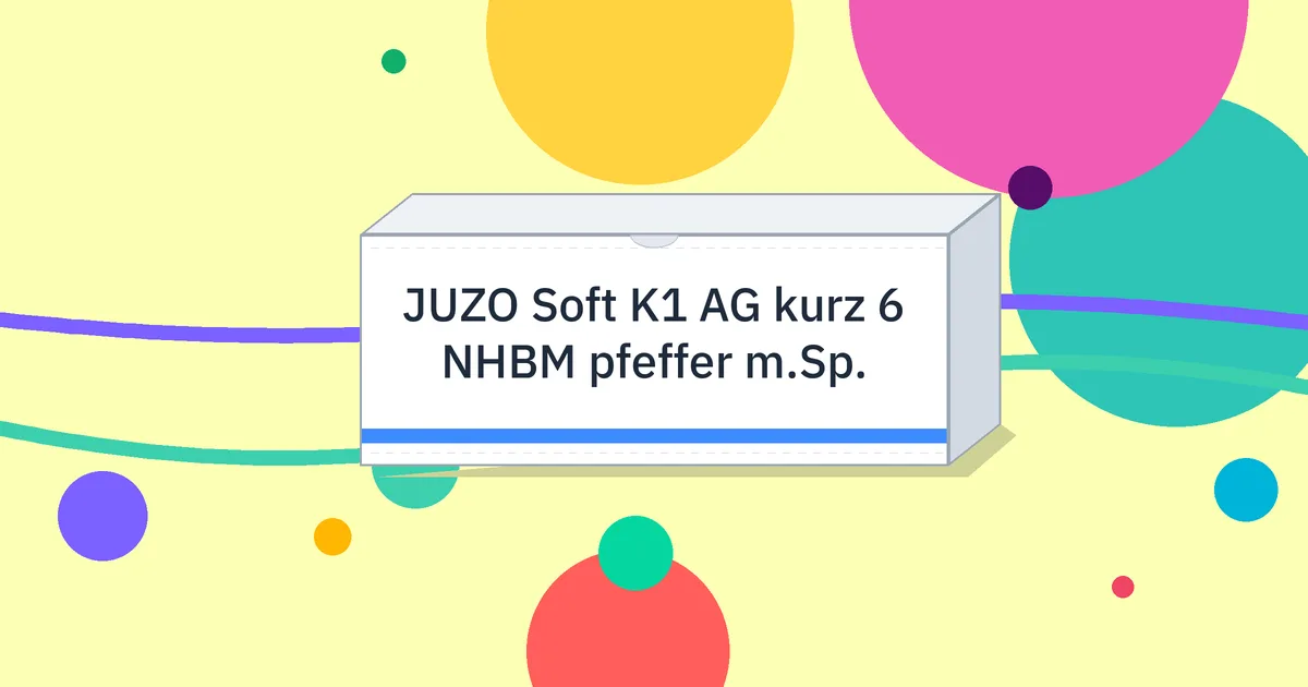 Symbolbild: Packung mit der Aufschrift JUZO Soft K1 AG kurz 6 NHBM pfeffer m.Sp. (PZN 15000299) – Verfügbarkeit und Bezug in Apotheken in Frankfurt am Main