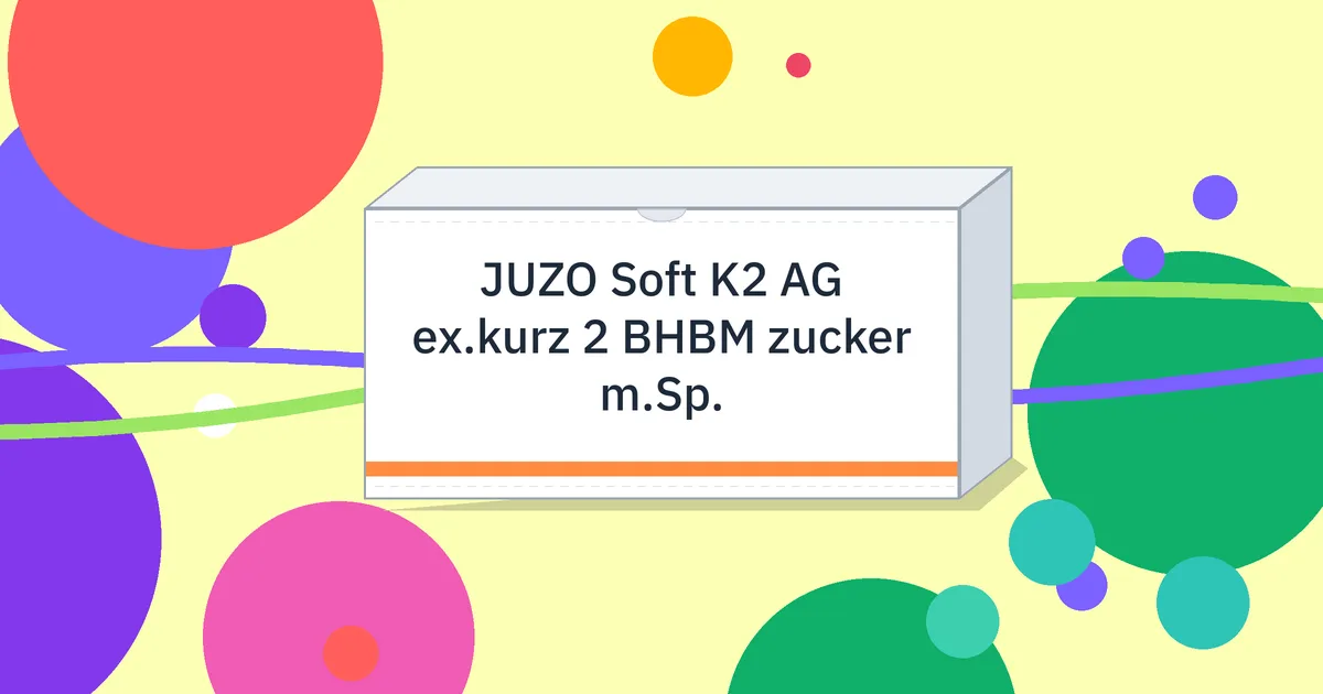 Symbolbild: Packung mit der Aufschrift JUZO Soft K2 AG ex.kurz 2 BHBM zucker m.Sp. (PZN 14859996) – Verfügbarkeit und Bezug in Apotheken in Frankfurt am Main