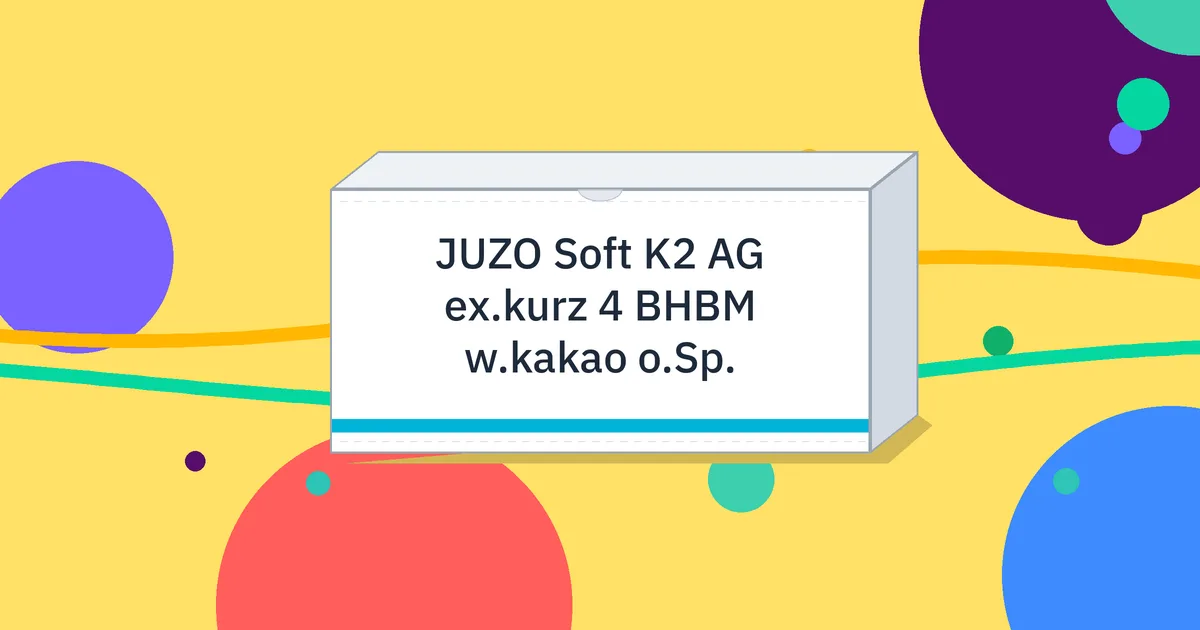 Symbolbild: Packung mit der Aufschrift JUZO Soft K2 AG ex.kurz 4 BHBM w.kakao o.Sp. (PZN 14870472) – Verfügbarkeit und Bezug in Apotheken in Frankfurt am Main