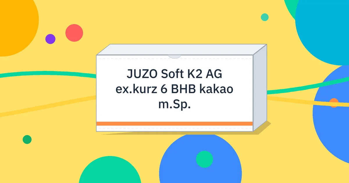Symbolbild: Packung mit der Aufschrift JUZO Soft K2 AG ex.kurz 6 BHB kakao m.Sp. (PZN 14827855) – Verfügbarkeit und Bezug in Apotheken in Frankfurt am Main
