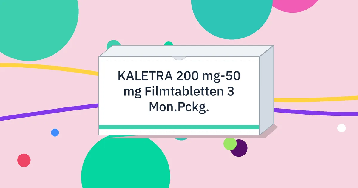 Symbolbild: Packung mit der Aufschrift KALETRA 200 mg-50 mg Filmtabletten 3 Mon.Pckg. (PZN 04713027) – Verfügbarkeit und Bezug in Apotheken in Frankfurt am Main