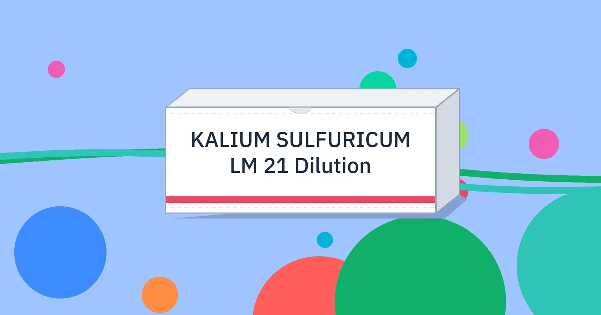 Symbolbild: Packung mit der Aufschrift KALIUM SULFURICUM LM 21 Dilution (PZN 12926412) – Verfügbarkeit und Bezug in Apotheken in Frankfurt am Main