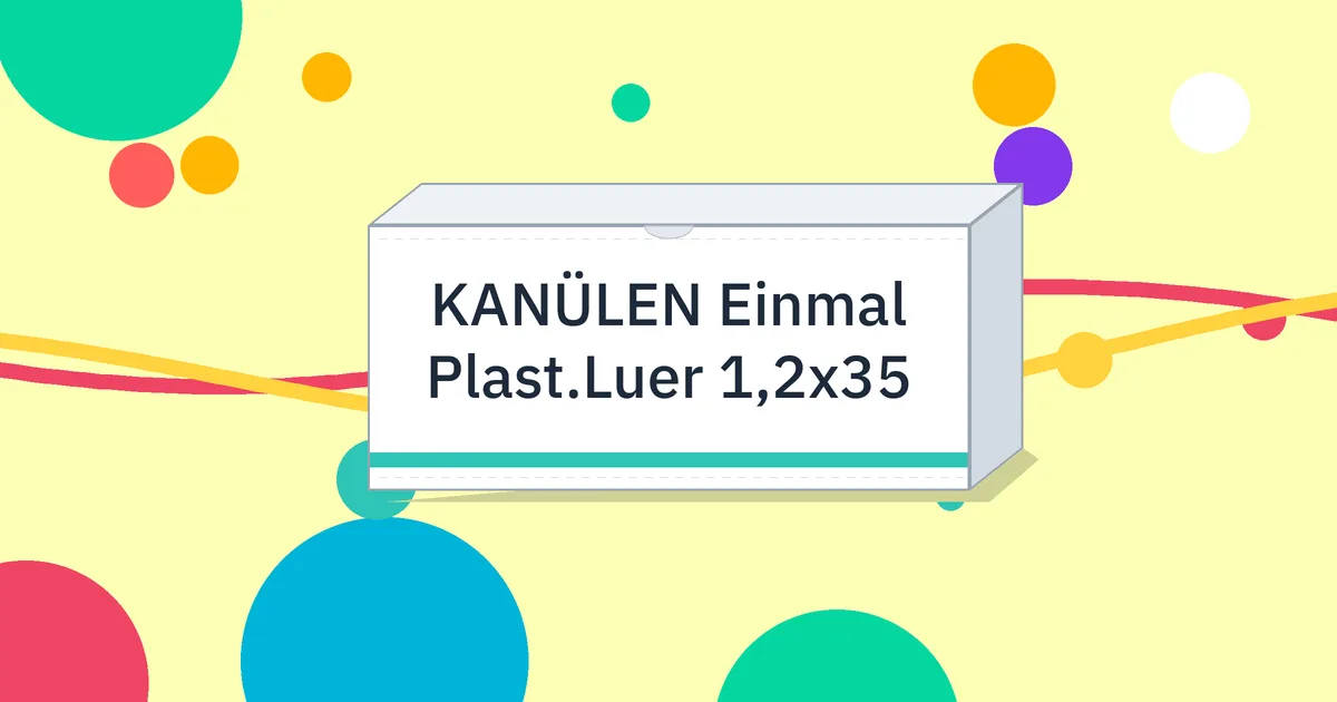 Symbolbild: Packung mit der Aufschrift KANÜLEN Einmal Plast.Luer 1,2x35 (PZN 02440565) – Verfügbarkeit und Bezug in Apotheken in Frankfurt am Main