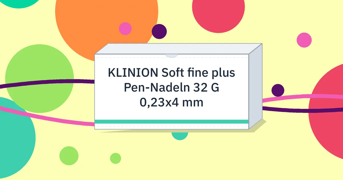 Symbolbild: Packung mit der Aufschrift KLINION Soft fine plus Pen-Nadeln 32 G 0,23x4 mm (PZN 17971512) – Verfügbarkeit und Bezug in Apotheken in Frankfurt am Main