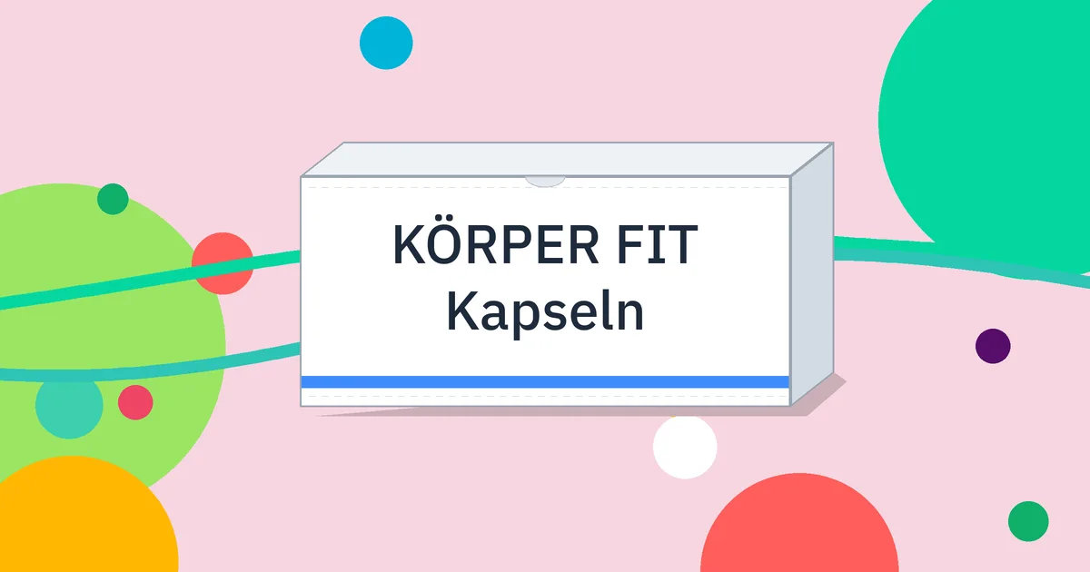 Symbolbild: Packung mit der Aufschrift KÖRPER FIT Kapseln (PZN 18039497) – Verfügbarkeit und Bezug in Apotheken in Frankfurt am Main