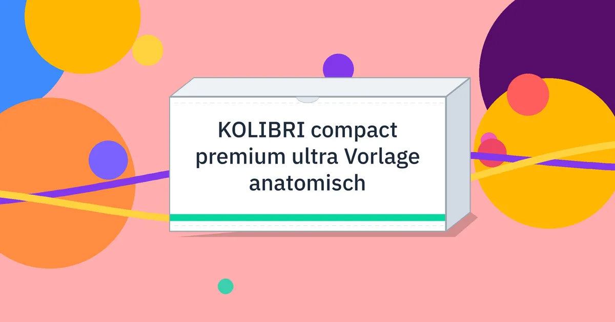 Symbolbild: Packung mit der Aufschrift KOLIBRI compact premium ultra Vorlage anatomisch (PZN 12575378) – Verfügbarkeit und Bezug in Apotheken in Frankfurt am Main