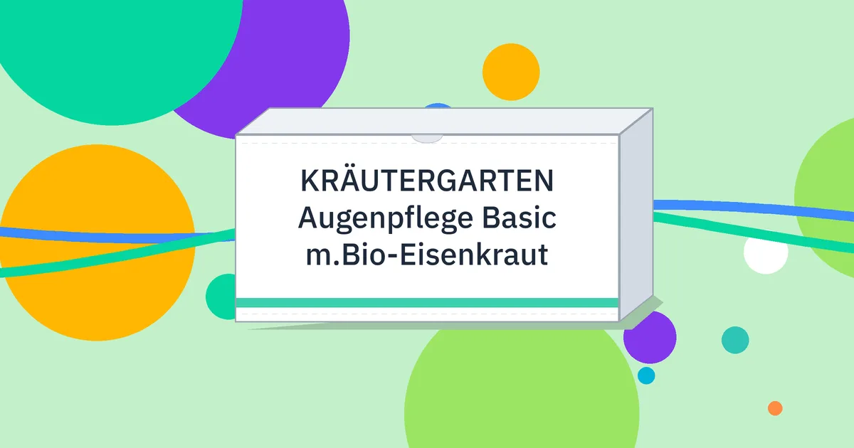 Symbolbild: Packung mit der Aufschrift KRÄUTERGARTEN Augenpflege Basic m.Bio-Eisenkraut (PZN 15816842) – Verfügbarkeit und Bezug in Apotheken in Frankfurt am Main