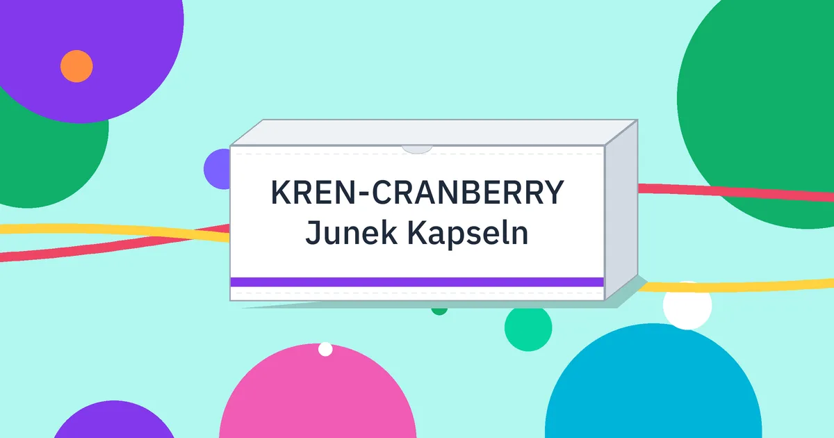 Symbolbild: Packung mit der Aufschrift KREN-CRANBERRY Junek Kapseln (PZN 10307107) – Verfügbarkeit und Bezug in Apotheken in Frankfurt am Main