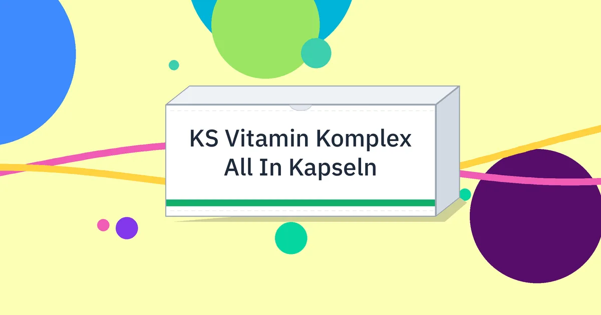 Symbolbild: Packung mit der Aufschrift KS Vitamin Komplex All In Kapseln (PZN 20583759) – Verfügbarkeit und Bezug in Apotheken in Frankfurt am Main