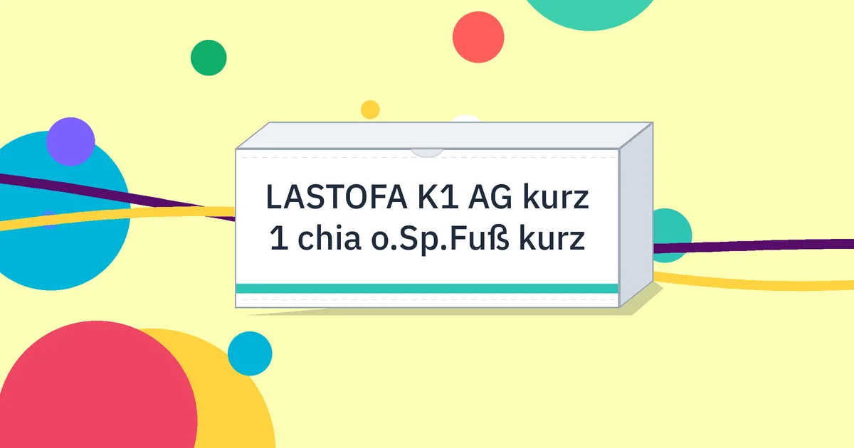 Symbolbild: Packung mit der Aufschrift LASTOFA K1 AG kurz 1 chia o.Sp.Fuß kurz (PZN 13788567) – Verfügbarkeit und Bezug in Apotheken in Frankfurt am Main