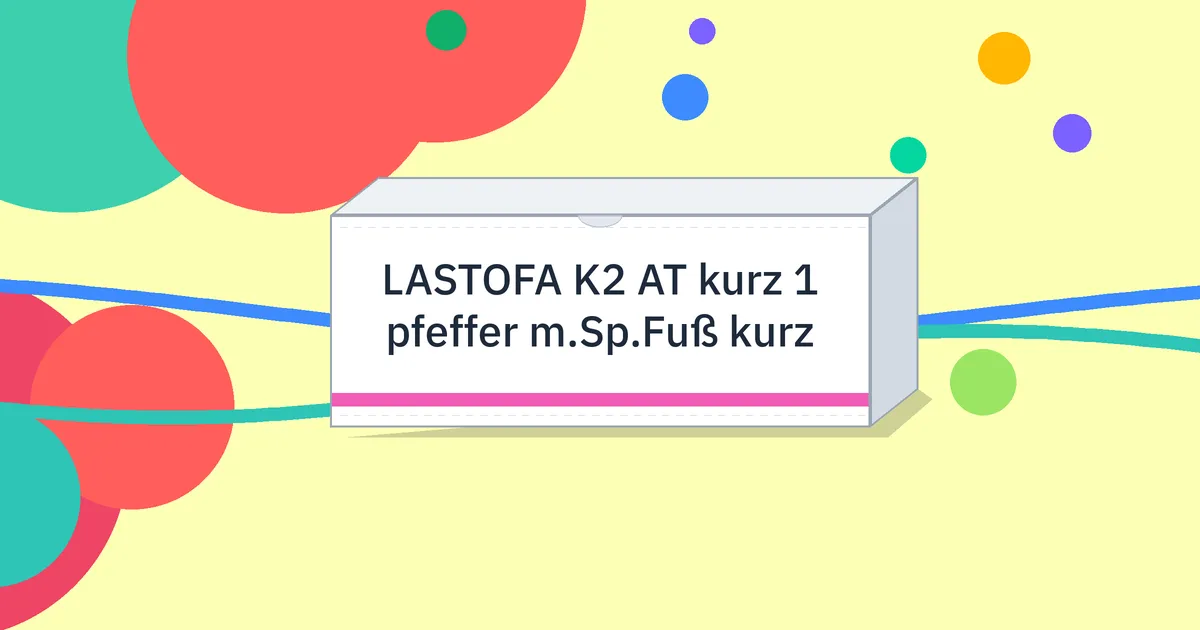 Symbolbild: Packung mit der Aufschrift LASTOFA K2 AT kurz 1 pfeffer m.Sp.Fuß kurz (PZN 13808459) – Verfügbarkeit und Bezug in Apotheken in Frankfurt am Main