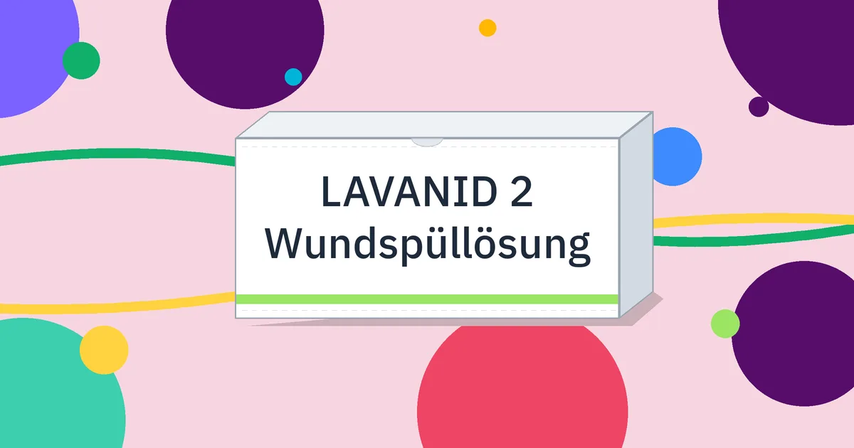 Symbolbild: Packung mit der Aufschrift LAVANID 2 Wundspüllösung (PZN 18731052) – Verfügbarkeit und Bezug in Apotheken in Frankfurt am Main