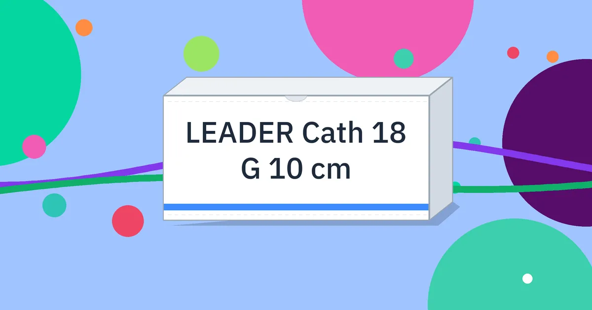 Symbolbild: Packung mit der Aufschrift LEADER Cath 18 G 10 cm (PZN 14339104) – Verfügbarkeit und Bezug in Apotheken in Frankfurt am Main