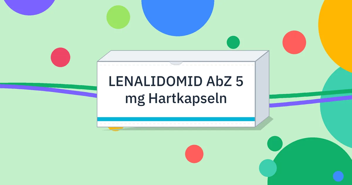 Symbolbild: Packung mit der Aufschrift LENALIDOMID AbZ 5 mg Hartkapseln (PZN 18372802) – Verfügbarkeit und Bezug in Apotheken in Frankfurt am Main