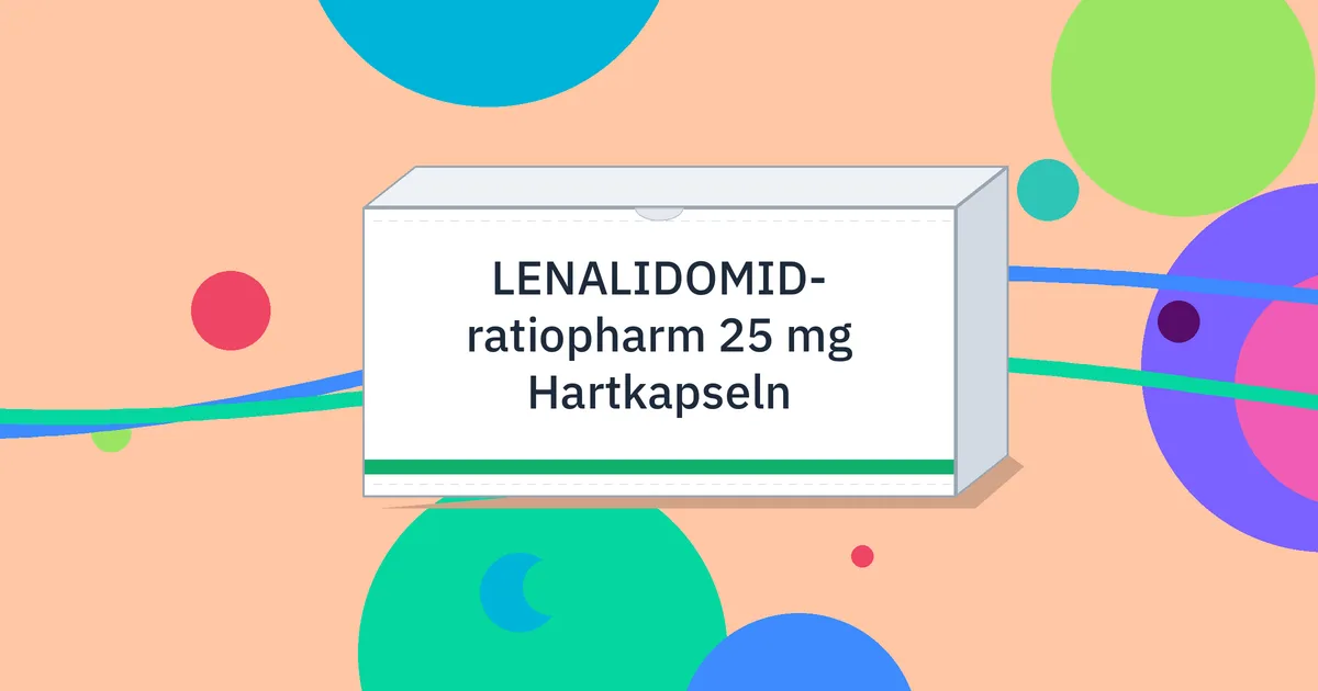 Symbolbild: Packung mit der Aufschrift LENALIDOMID-ratiopharm 25 mg Hartkapseln (PZN 17216885) – Verfügbarkeit und Bezug in Apotheken in Frankfurt am Main