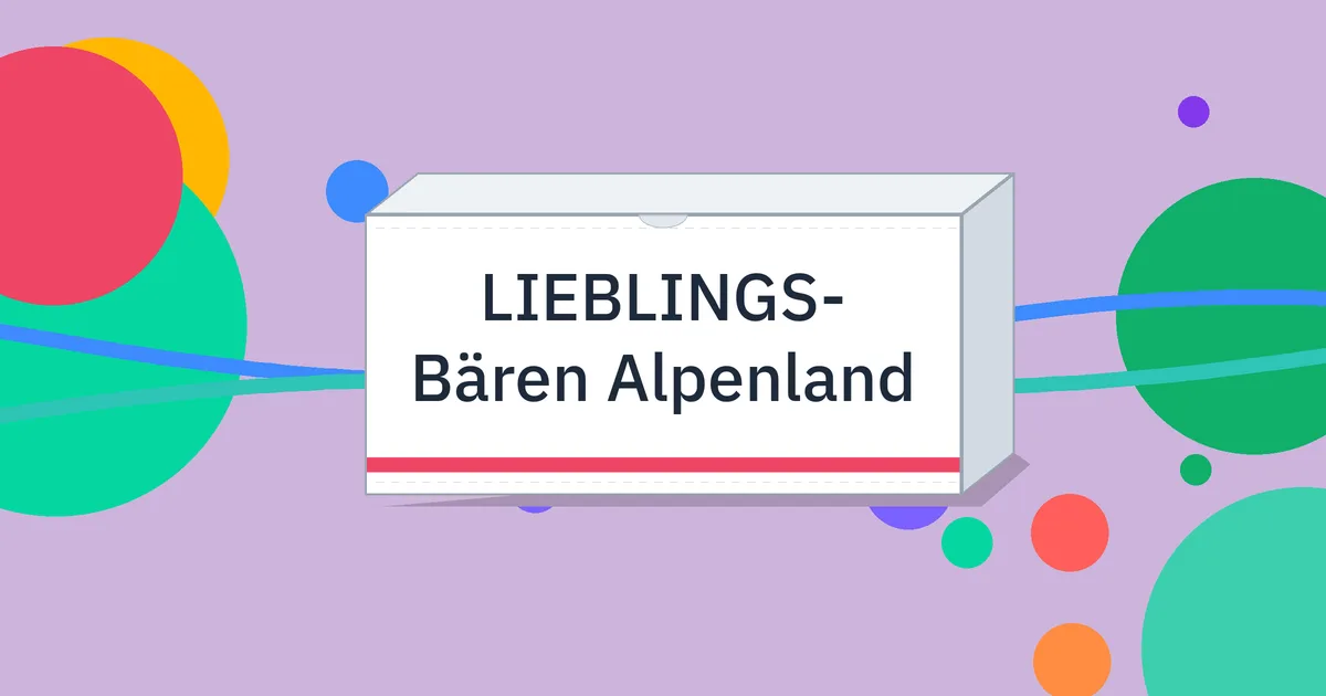 Symbolbild: Packung mit der Aufschrift LIEBLINGS-Bären Alpenland (PZN 11362284) – Verfügbarkeit und Bezug in Apotheken in Frankfurt am Main