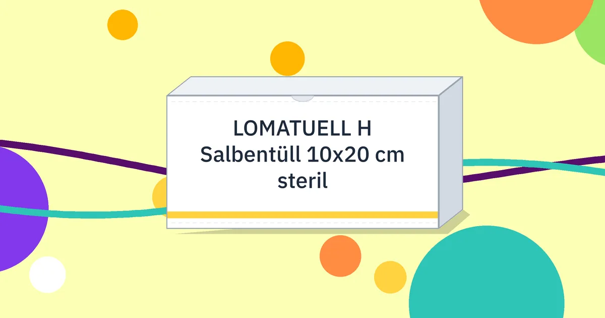 Symbolbild: Packung mit der Aufschrift LOMATUELL H Salbentüll 10x20 cm steril (PZN 19701739) – Verfügbarkeit und Bezug in Apotheken in Frankfurt am Main