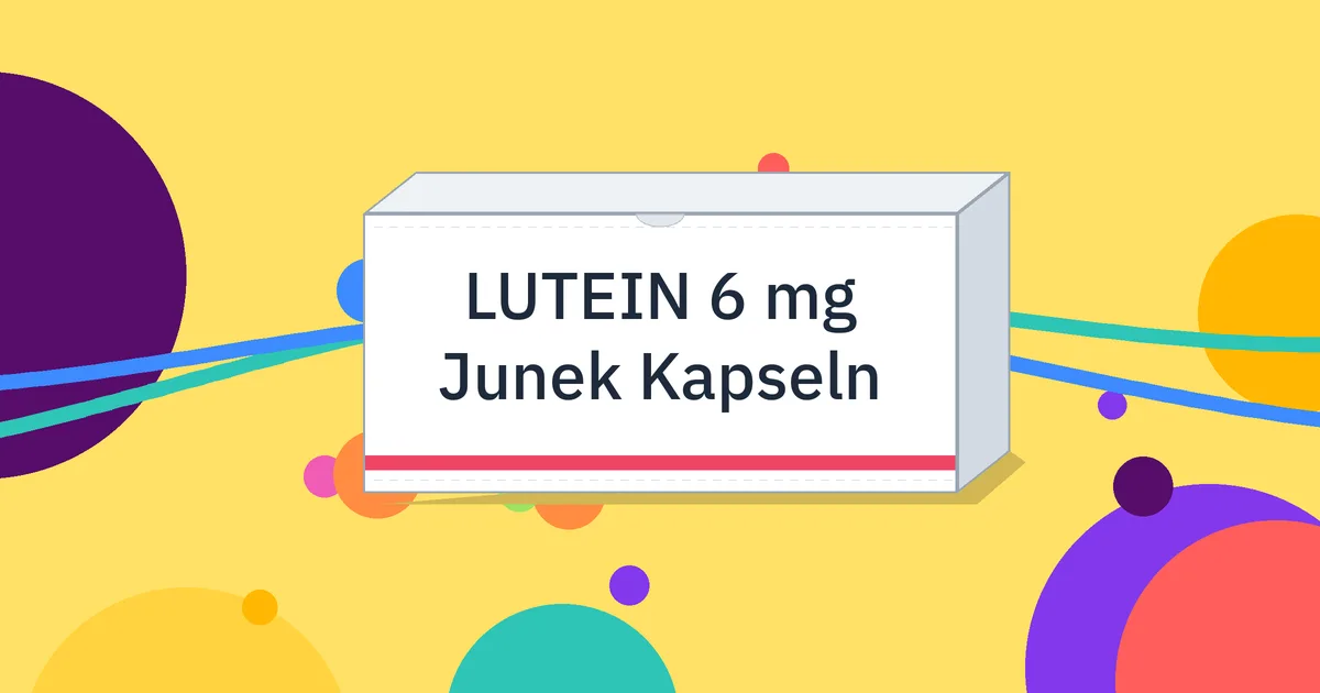 Symbolbild: Packung mit der Aufschrift LUTEIN 6 mg Junek Kapseln (PZN 10396424) – Verfügbarkeit und Bezug in Apotheken in Frankfurt am Main
