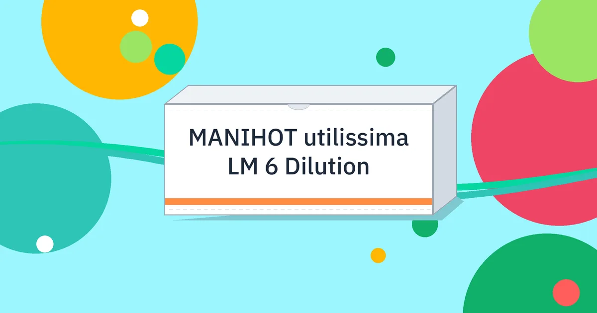Symbolbild: Packung mit der Aufschrift MANIHOT utilissima LM 6 Dilution (PZN 13600871) – Verfügbarkeit und Bezug in Apotheken in Frankfurt am Main
