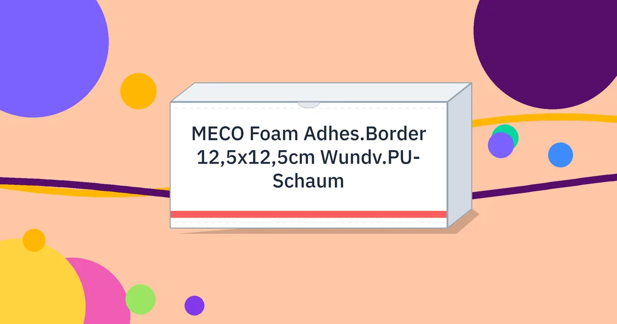 Symbolbild: Packung mit der Aufschrift MECO Foam Adhes.Border 12,5x12,5cm Wundv.PU-Schaum (PZN 17835453) – Verfügbarkeit und Bezug in Apotheken in Frankfurt am Main