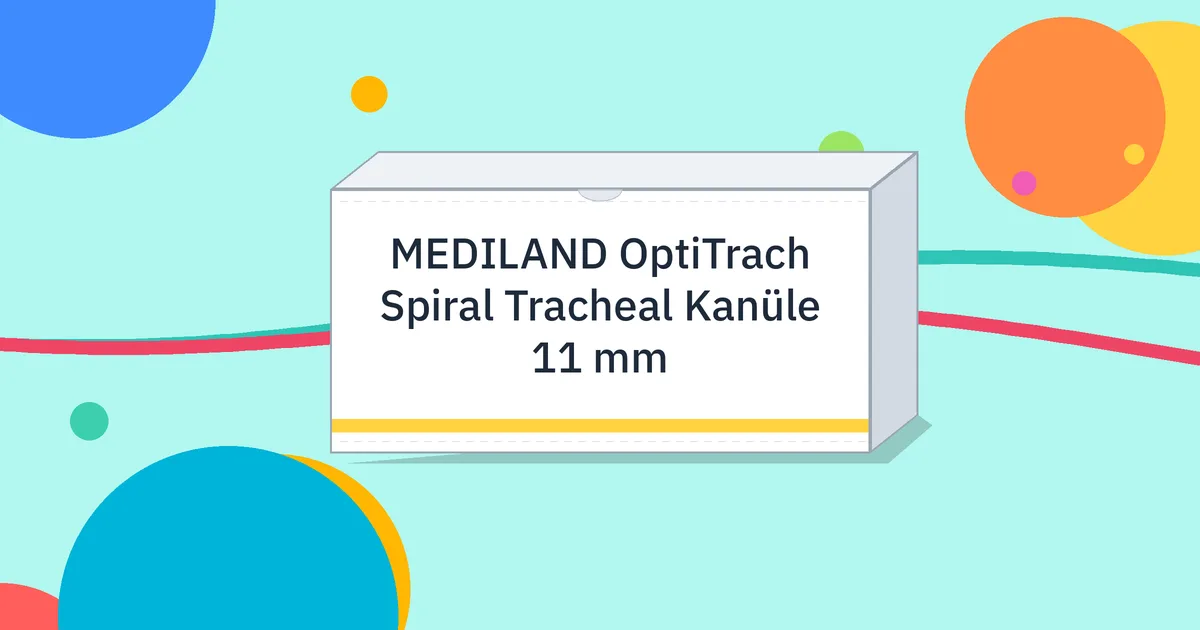 Symbolbild: Packung mit der Aufschrift MEDILAND OptiTrach Spiral Tracheal Kanüle 11 mm (PZN 07104872) – Verfügbarkeit und Bezug in Apotheken in Frankfurt am Main