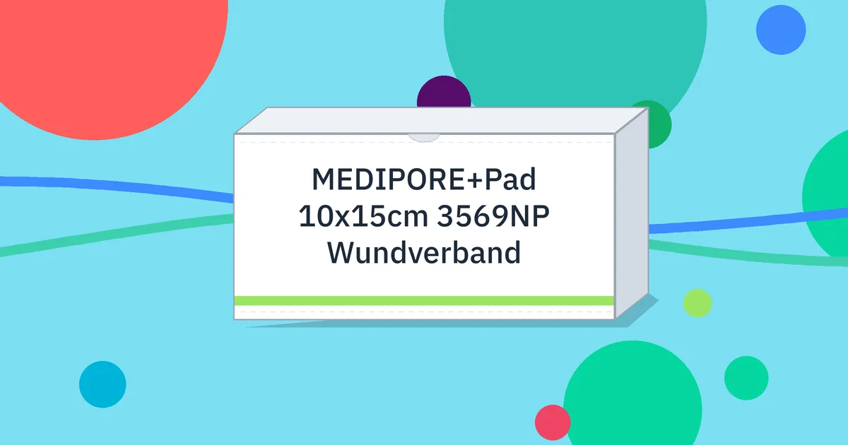Symbolbild: Packung mit der Aufschrift MEDIPORE+Pad 10x15cm 3569NP Wundverband (PZN 05388859) – Verfügbarkeit und Bezug in Apotheken in Frankfurt am Main