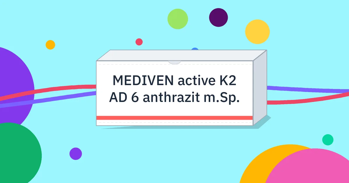 Symbolbild: Packung mit der Aufschrift MEDIVEN active K2 AD 6 anthrazit m.Sp. (PZN 14553180) – Verfügbarkeit und Bezug in Apotheken in Frankfurt am Main