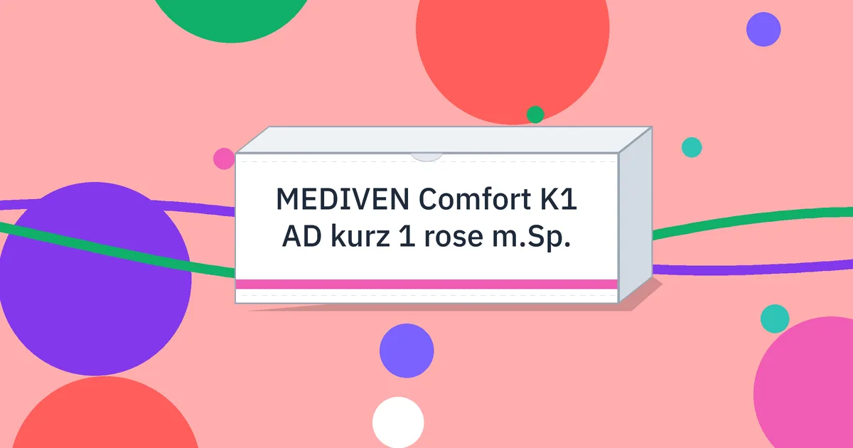 Symbolbild: Packung mit der Aufschrift MEDIVEN Comfort K1 AD kurz 1 rose m.Sp. (PZN 14562724) – Verfügbarkeit und Bezug in Apotheken in Frankfurt am Main
