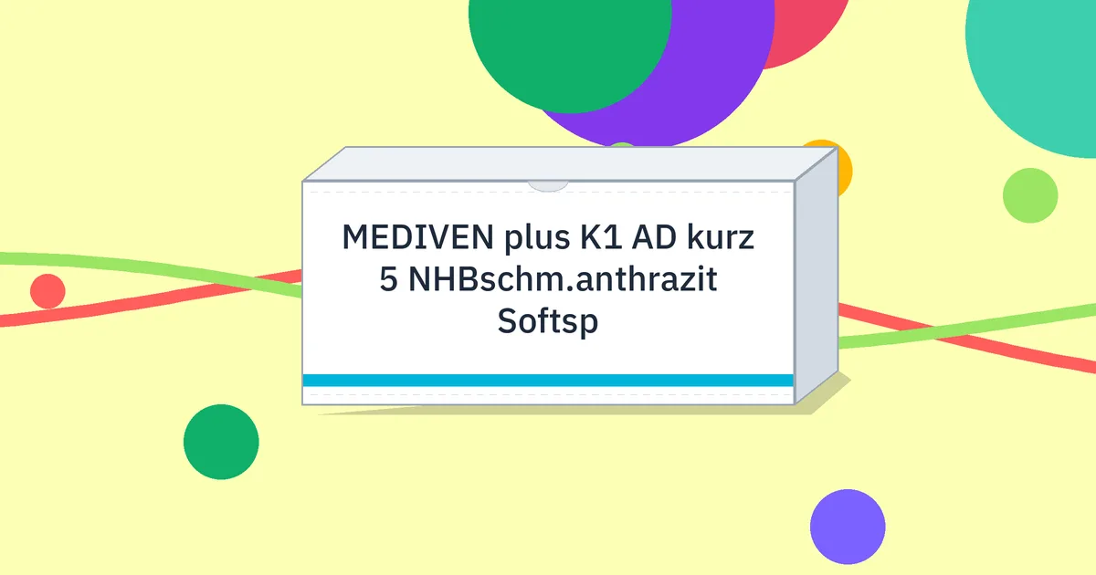 Symbolbild: Packung mit der Aufschrift MEDIVEN plus K1 AD kurz 5 NHBschm.anthrazit Softsp (PZN 15898886) – Verfügbarkeit und Bezug in Apotheken in Frankfurt am Main