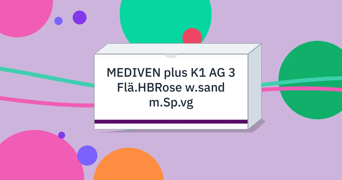 Symbolbild: Packung mit der Aufschrift MEDIVEN plus K1 AG 3 Flä.HBRose w.sand m.Sp.vg (PZN 18940293) – Verfügbarkeit und Bezug in Apotheken in Frankfurt am Main