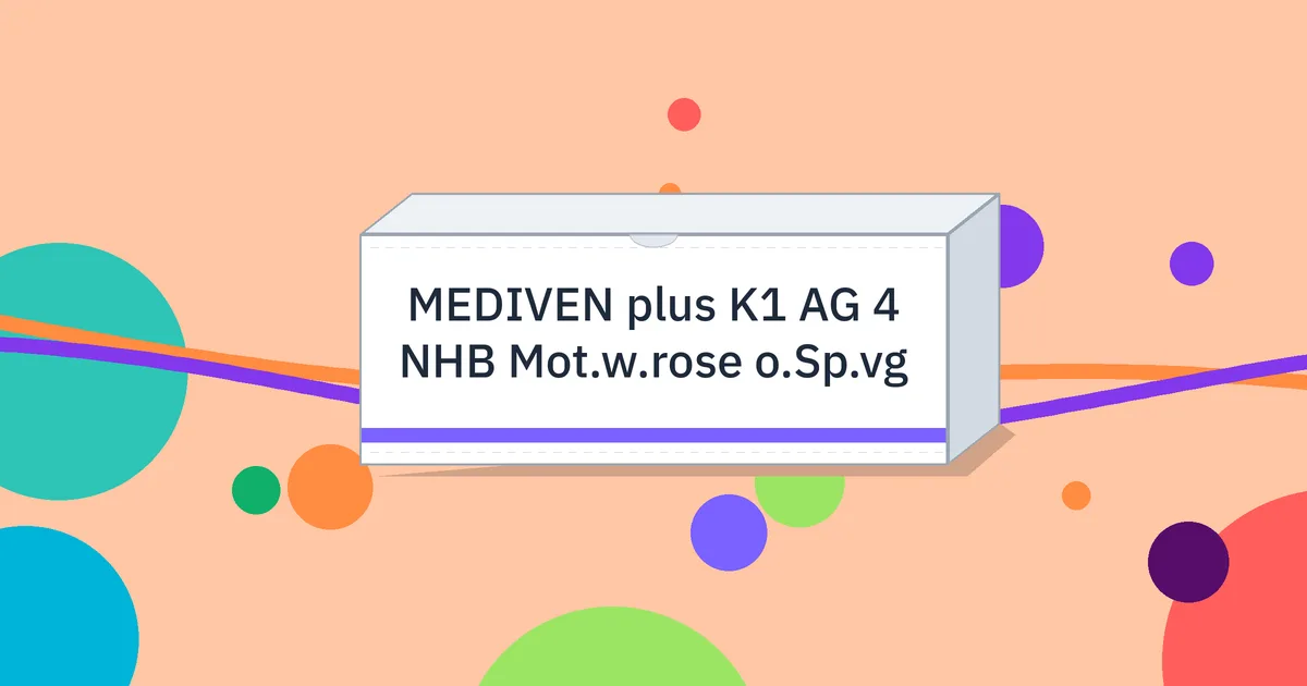 Symbolbild: Packung mit der Aufschrift MEDIVEN plus K1 AG 4 NHB Mot.w.rose o.Sp.vg (PZN 15919832) – Verfügbarkeit und Bezug in Apotheken in Frankfurt am Main