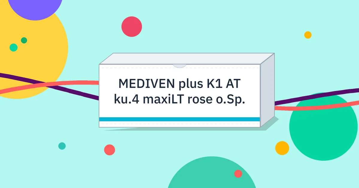 Symbolbild: Packung mit der Aufschrift MEDIVEN plus K1 AT ku.4 maxiLT rose o.Sp. (PZN 15069256) – Verfügbarkeit und Bezug in Apotheken in Frankfurt am Main