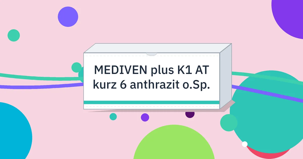 Symbolbild: Packung mit der Aufschrift MEDIVEN plus K1 AT kurz 6 anthrazit o.Sp. (PZN 15026169) – Verfügbarkeit und Bezug in Apotheken in Frankfurt am Main
