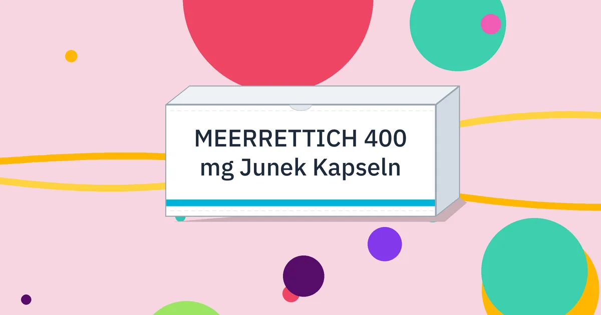 Symbolbild: Packung mit der Aufschrift MEERRETTICH 400 mg Junek Kapseln (PZN 00138603) – Verfügbarkeit und Bezug in Apotheken in Frankfurt am Main
