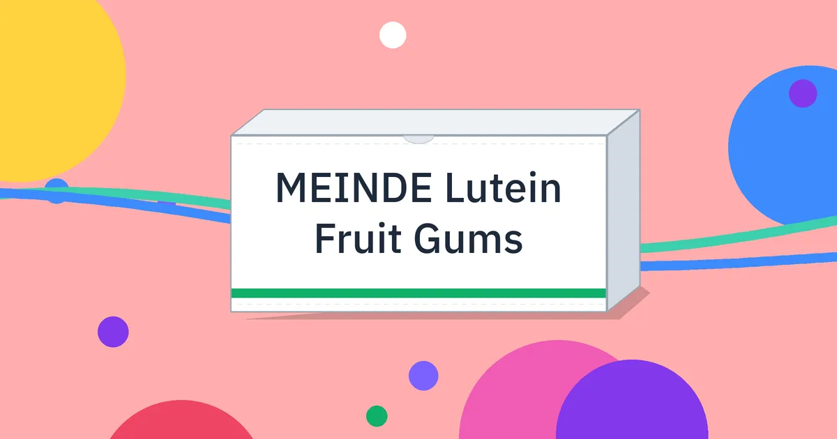 Symbolbild: Packung mit der Aufschrift MEINDE Lutein Fruit Gums (PZN 20103854) – Verfügbarkeit und Bezug in Apotheken in Frankfurt am Main