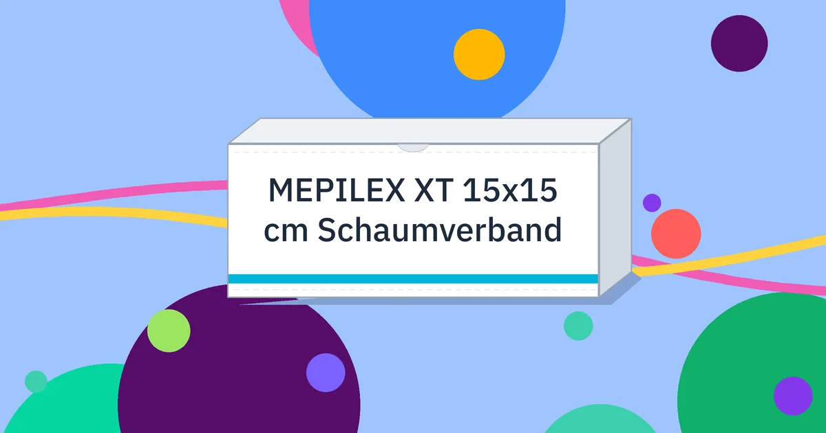 Symbolbild: Packung mit der Aufschrift MEPILEX XT 15x15 cm Schaumverband (PZN 18009562) – Verfügbarkeit und Bezug in Apotheken in Frankfurt am Main