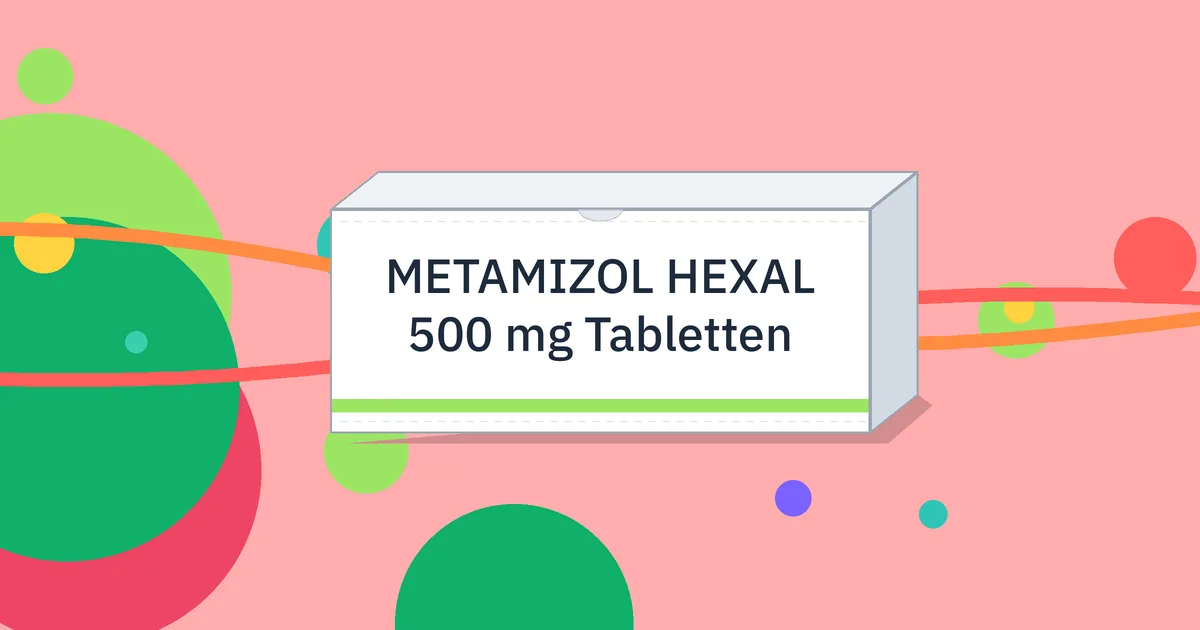 Symbolbild: Packung mit der Aufschrift METAMIZOL HEXAL 500 mg Tabletten (PZN 19352109) – Verfügbarkeit und Bezug in Apotheken in Frankfurt am Main